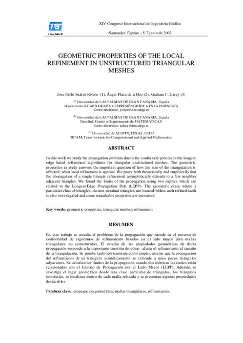 pdf geometric properties of the local refinement in unstructured