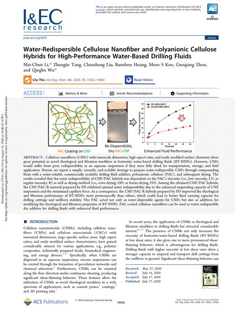 Pdf Water Redispersible Cellulose Nanofiber And Polyanionic Cellulose Hybrids For High
