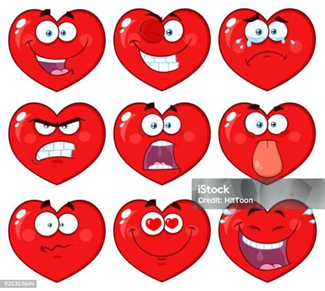레드 심장 만화 Emoji 얼굴 문자 1입니다 컬렉션 건강한 생활방식에 대한 스톡 벡터 아트 및 기타 이미지 건강한 생활방식