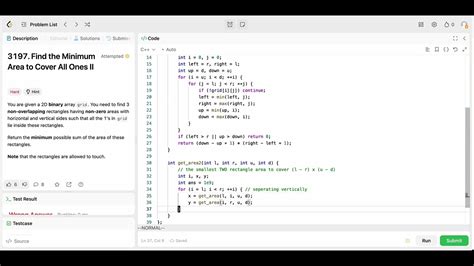 3197 Find The Minimum Area To Cover All Ones Ii Leetcode Hard Youtube