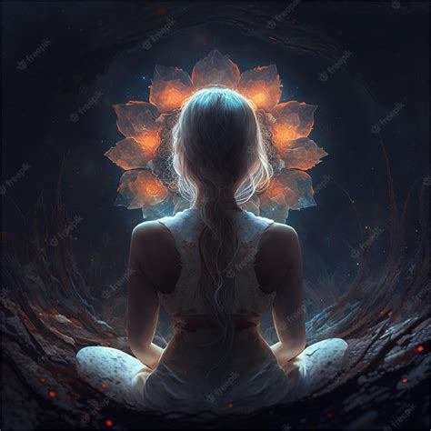Premium Photo Back View Of Girl Sitting In Yoga Pose Generative Ai