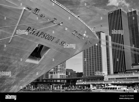 Black And White Photo Of The Bow Of The Rhapsody Of The Seas Cruise