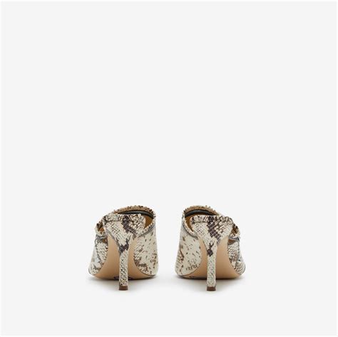 Leather Peep Sandals In Serpent Women Burberry® Official