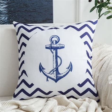 Miulee Lot De 4 Housse Coussin De Canapé Polyester Impression Marin