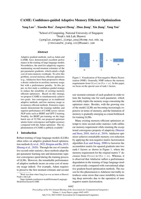 Pdf Came Confidence Guided Adaptive Memory Efficient Optimization