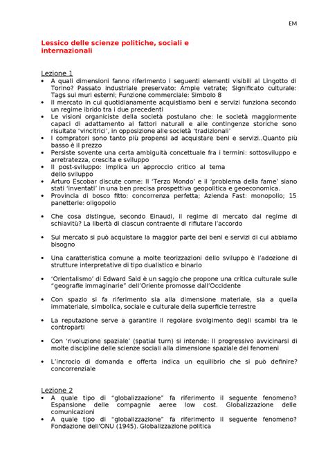 Risposte Domande Laboratorio Lessico Delle Scienze Politiche Sociali