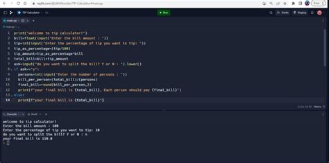 Likhit Dinesh Kunder On Linkedin Tipcalculator Pythonprogramming Pythonbegginer Beginner
