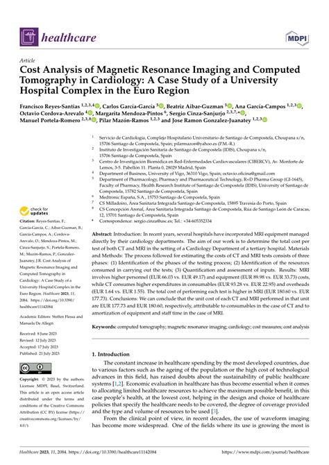 Pdf Cost Analysis Of Magnetic Resonance Imaging And Computed Tomography In Cardiology A Case
