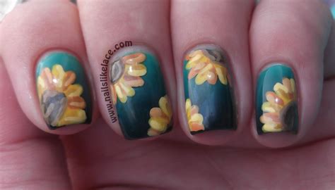 Nailslikelace Scleroderma Awareness Sunflower Nails