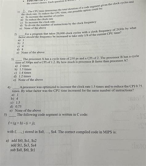 Solved 1 B The CPU Time Determines The Total Duration Of A Chegg Com