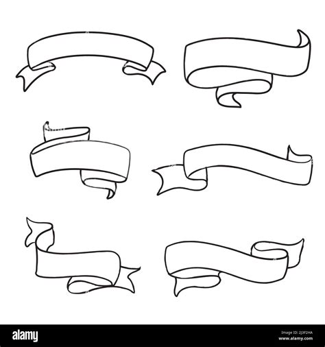 Hand Drawn Vector Banners Set Sketch Retro Tape Frames For Text
