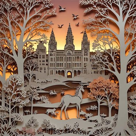 Kirigamiai Generatedliverpool Landscape In Fall Paper Cut Out Art