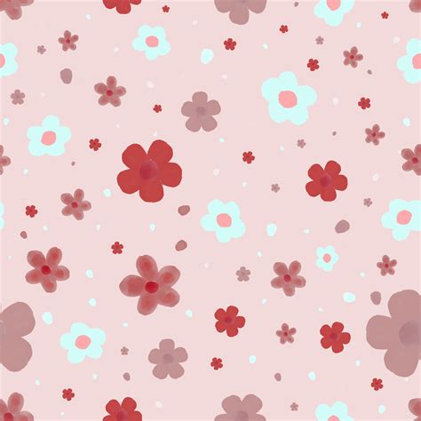Seamless Cute Pink Floral Pattern On Pastel Pink Background Pink Flower Repeating Pattern
