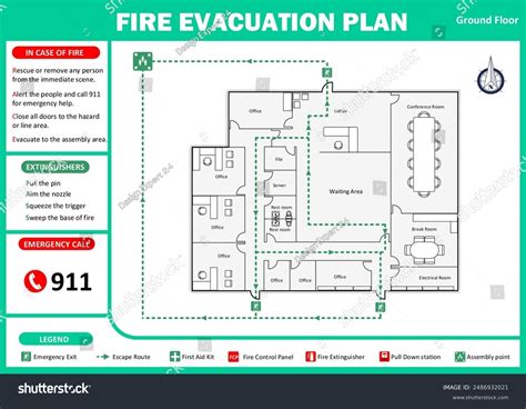 Emergency Evacuation Plan Template Sample Floor Stock Illustration 2486932021 Shutterstock