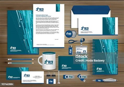 기업 아이덴티티 비즈니스 템플릿 디자인 벡터 추상적인 문구 선물 항목 색상 홍보 기념품 요소 링크 디지털 기술 세트 가방에 대한 스톡 벡터 아트 및 기타 이미지 Istock