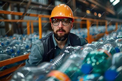 Premium Photo Employee Categorizing Plastic Bottles At Waste