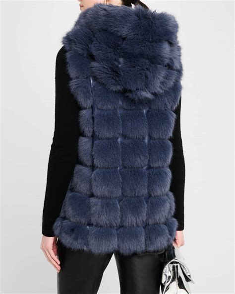 Adrienne Landau The Adrienne Faux Fur Hooded Vest Neiman Marcus