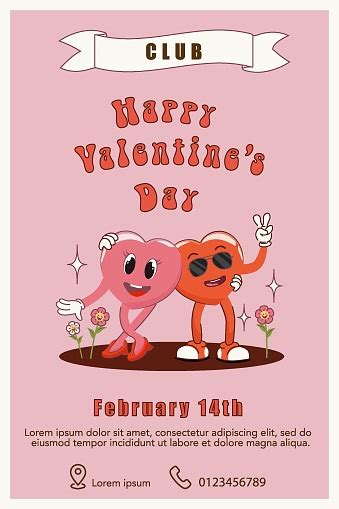Happy Valentines Day Vector Greeting Card For Valentines Day Cute