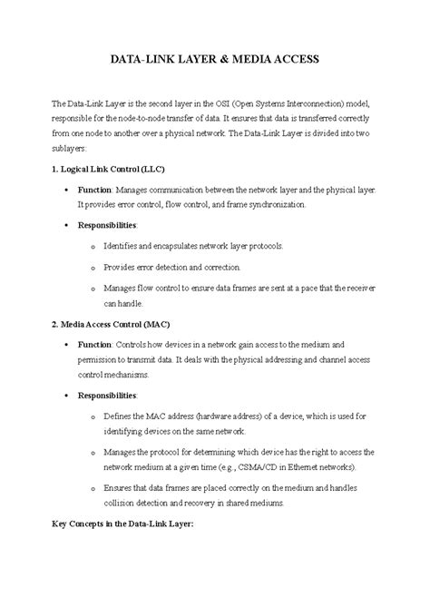 Data Link Layer And Media Access Data Link Layer And Media Access The