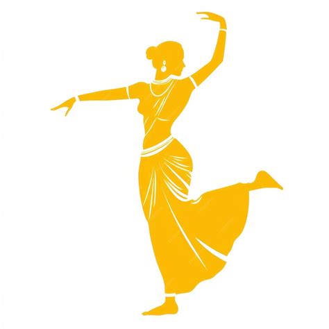 Traditional Indian Dance Silhouette Of A Dancing Woman Vector