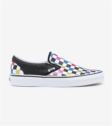 Buy Vans Ua Classic Slip On Glitter Checkerboard Blacktrue White In
