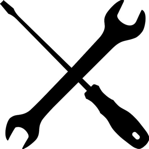 Icono de destornillador y llave inglesa en estilo plano ilustración