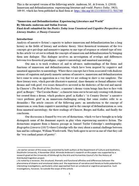 Defamiliarization Anderson Iversen 2017 Pt Immersion And