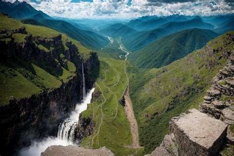 Premium Ai Image There Is A Large Waterfall That Is Flowing Down The