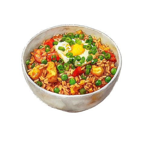 Fried Rice Vector Illustration In Watercolour Style Premium Ai