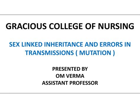 Sex Linked Inheritance Error Of Transmissionpdf