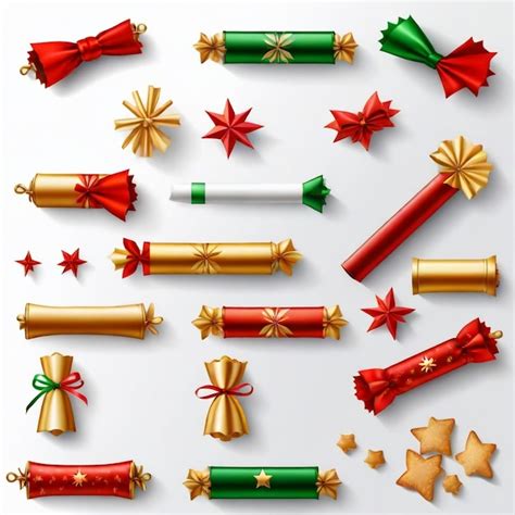 Christmas Cracker Vector Set White Background Isolated A High Qua