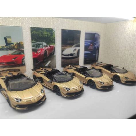 โมเดลรถยนต์ Aventador Svj Lamborghini ขนาดมินิ Gt 1 64 สีทอง Shopee
