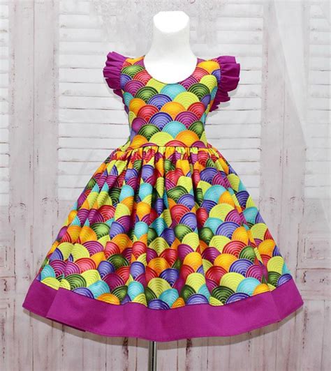 Rainbow Dress Birthday Dress Girl Party Dress Colorful Dress