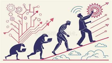 Human Evolution With Gears Progress And Technological Advancement