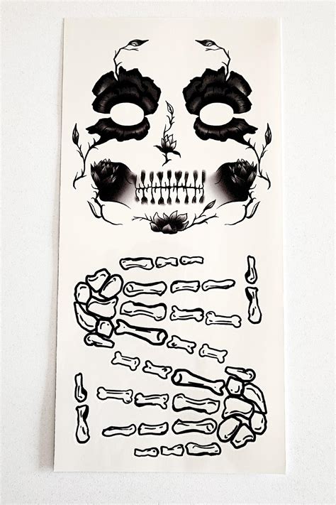 Flash Tattoos Halloween Cad Lar Bayram Makyaj Korkun Kuru Kafa Ve Kemikler Ge Ici D Vme