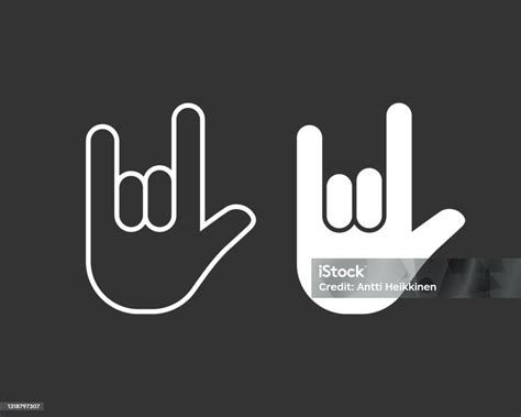 록 핸드 제스처 아이콘 악마 뿔 기호 헤비 메탈 음악 기호 마우스 클릭 커서 로고 실루엣 벡터 일러스트 이미지입니다 감정에 대한 스톡 벡터 아트 및 기타 이미지 Istock