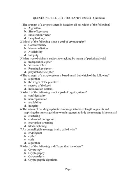 Question Drill Cryptography 020504 Questions