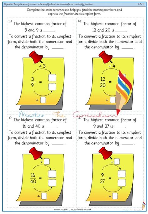 Recognise When Fractions Can Be Simplified And Use Common Factors To