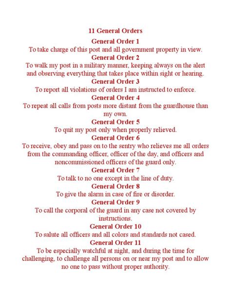 Learn The 11 Military General Orders Artofit