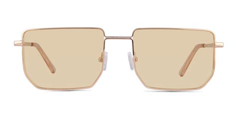 Remix Rectangle Shiny Gold Frame Prescription Sunglasses Eyebuydirect