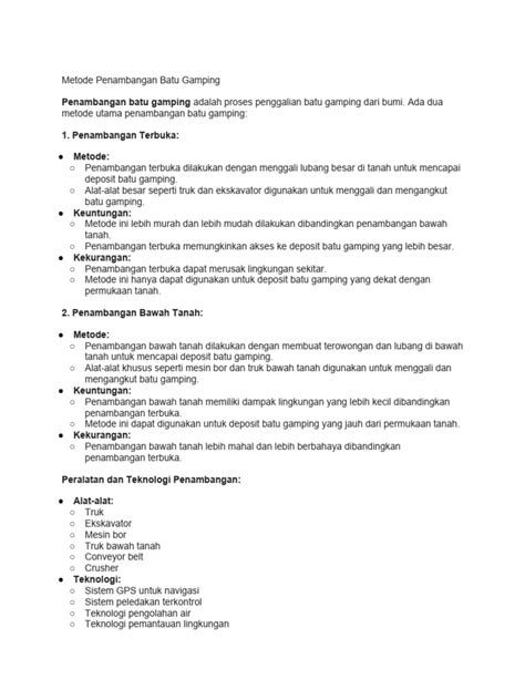 Metode Penambangan Batu Gamping Pdf