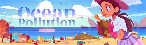 Plastic Pollution In Ocean Onboarding Mobile App Screen Vector Template Banner Template Download