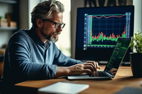 Premium AI Image Old Man Looking At A Laptop Screen Displaying Stock