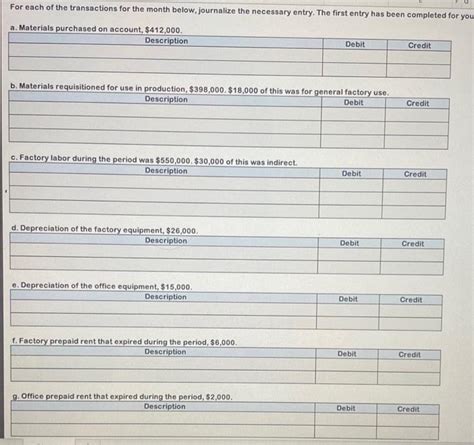 [solved] for each of the transactions for the month below