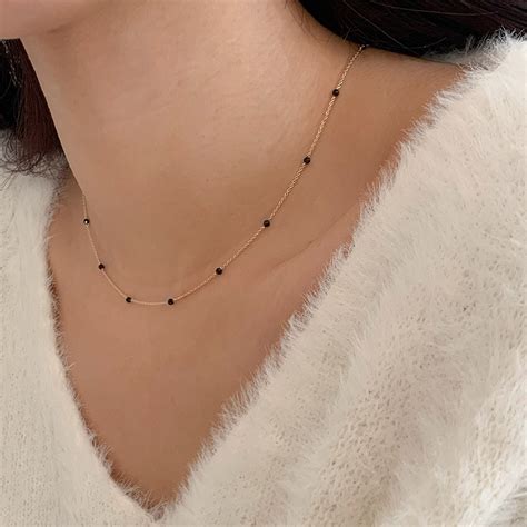 14k 블랙 스피넬 포인트 목걸이 감도 깊은 취향 셀렉트샵 29cm