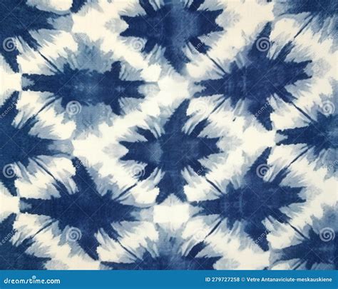 Japanese Shibori Technique Tie Dye Textile Pattern In Indigo Blue