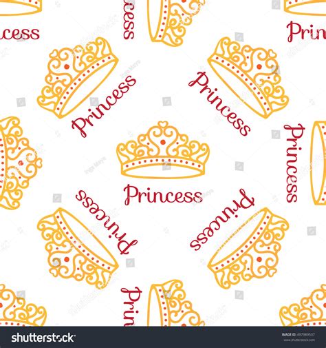 Princess Crown Seamless Repeating Pattern Illustration Stock Vector Royalty Free 497989537
