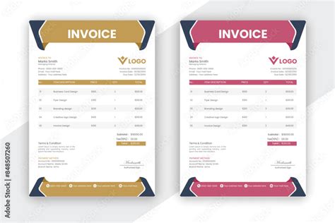 Customizable Invoice Layout With Pdf Word Excel Doc Sheet Form