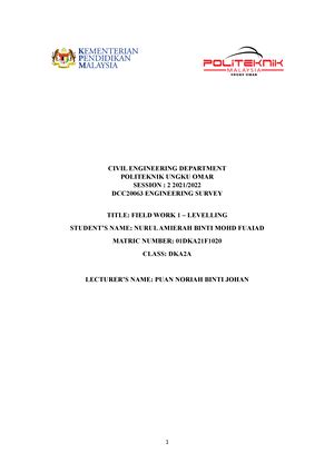 Report LAB1 GIS CIVIL ENGINEERING DEPARTMENT DIPLOMA IN GEOMATIC