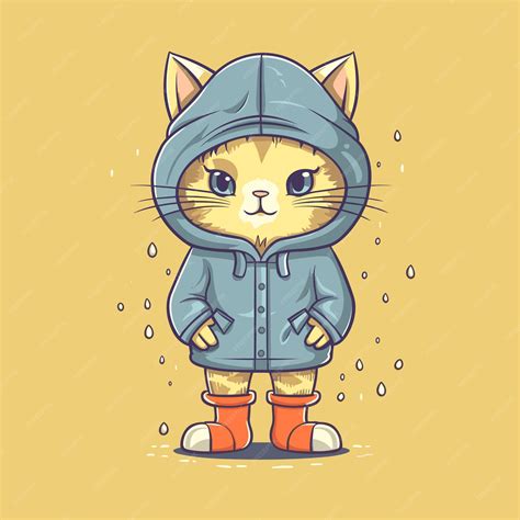 Premium Vector Cute Cat Character Illustration Cat Wearing Jacket